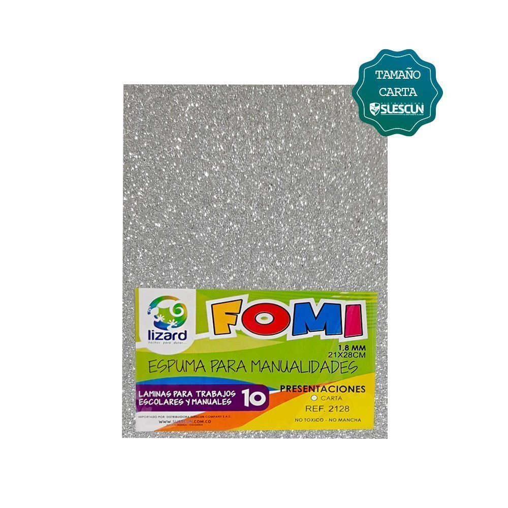 FOMI CARTA ESCARCHADO PLATEADO PAQUETE x10 - Grafitos