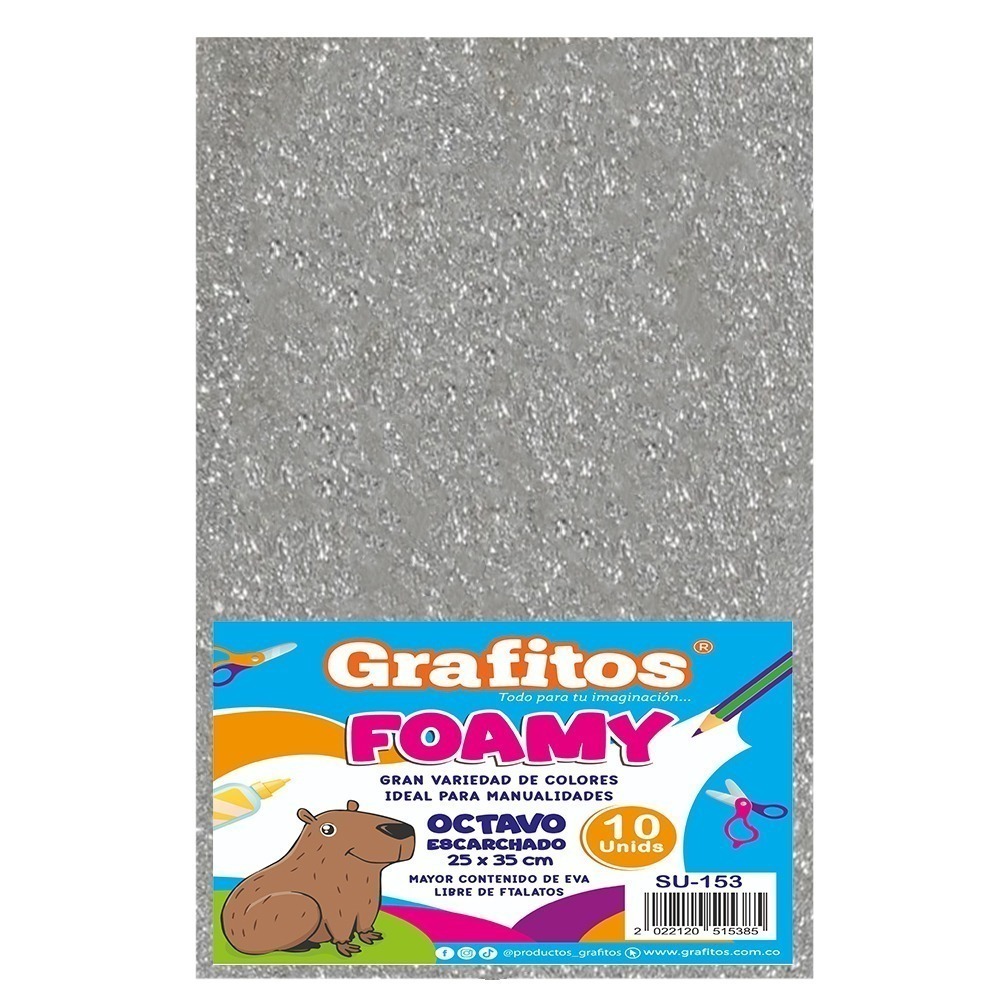 FOMI 1/8 ESCARCHADO PLATEADO PAQUETE x10 - Grafitos