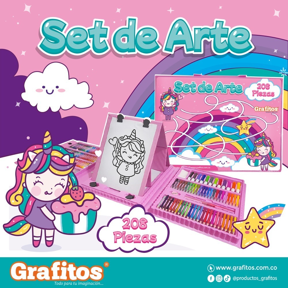 SET DE ARTE PARA NIÑAS | 208 piezas | Distribuidora SUESCUN
