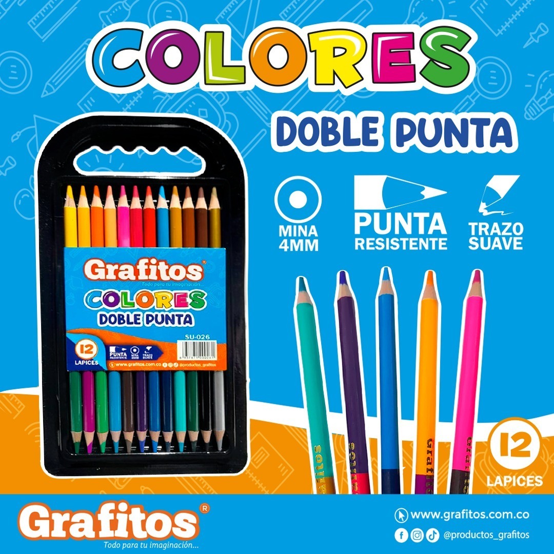 COLORES GRAFITO DOBLEPUNTA X12 SU-026 - Grafitos