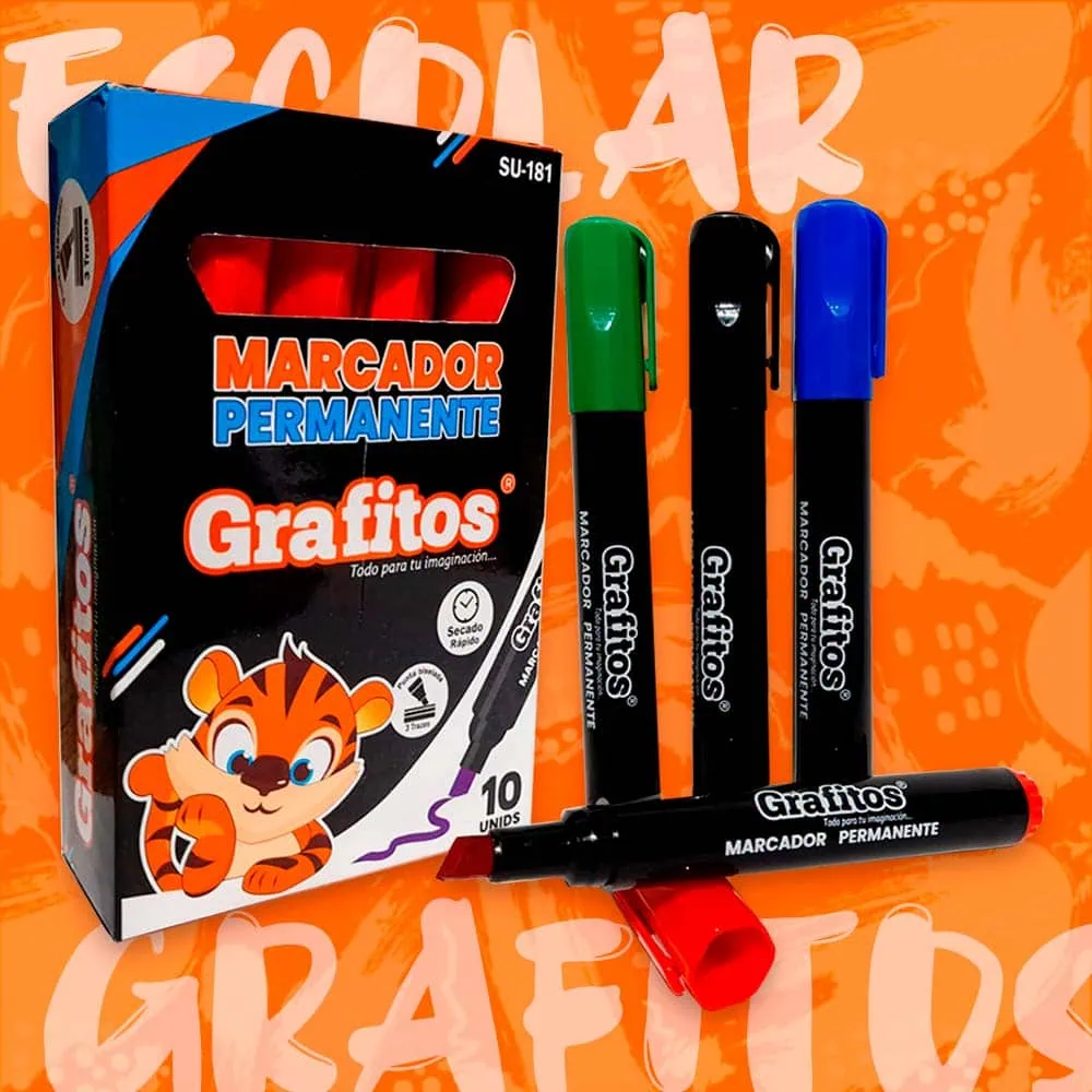 Marcador permanente Grafitos Caja x10 - Grafitos